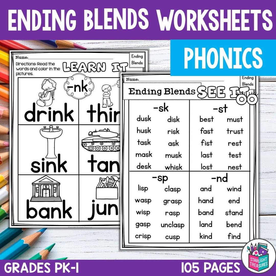Ending Blends Worksheets and Activities for Early Readers - Phonics ...
