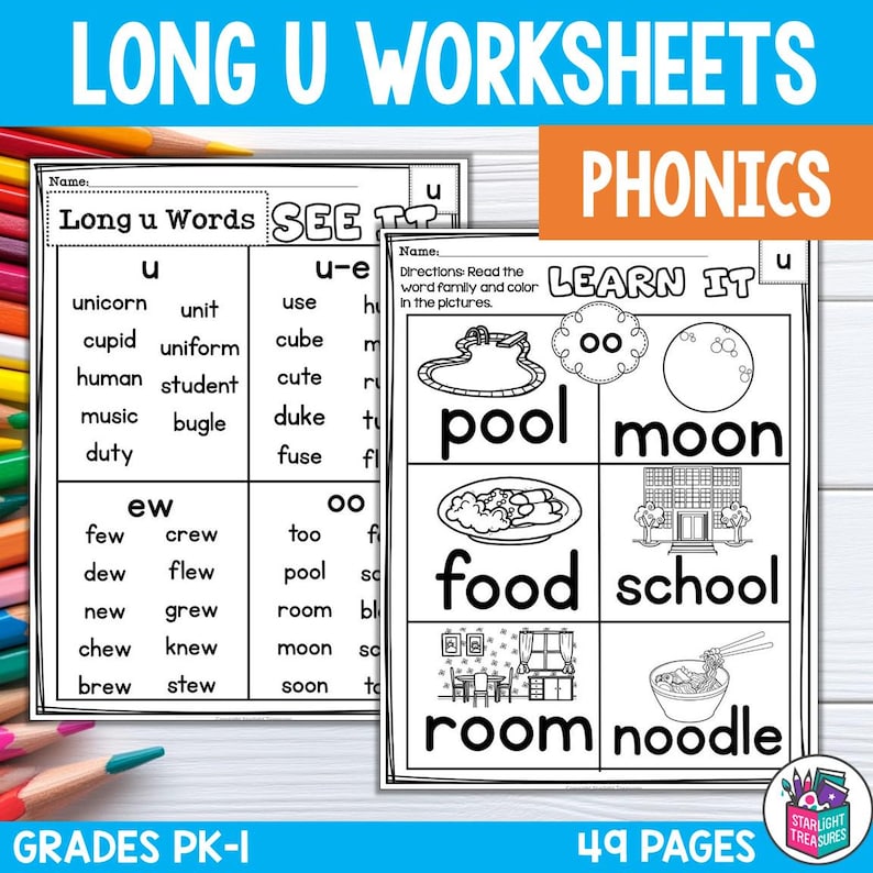 Long U Phonics Worksheets – Early Reader Activities (digital Download ...