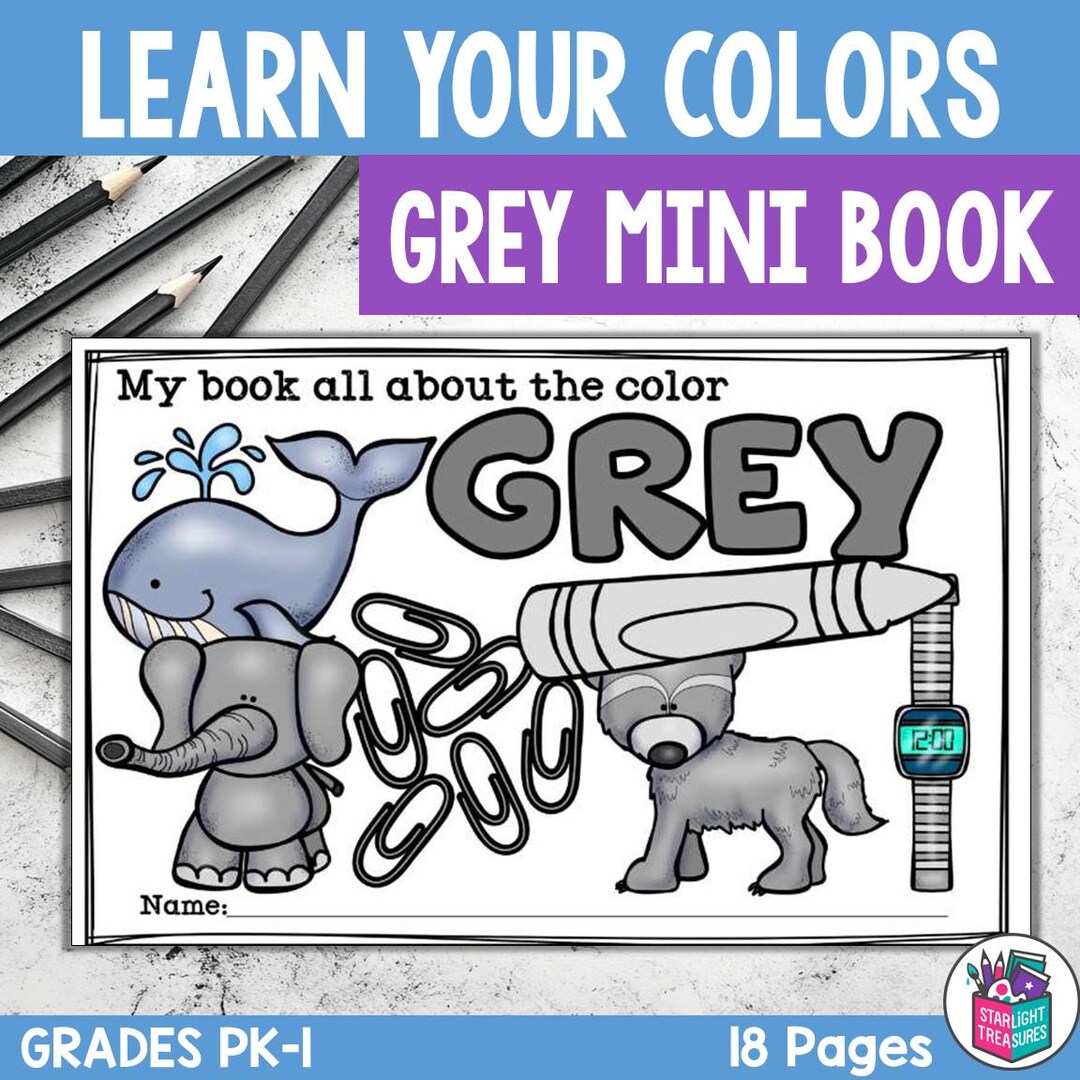 Colors of the Week: Gray/grey Mini Book for Early Readers - Etsy
