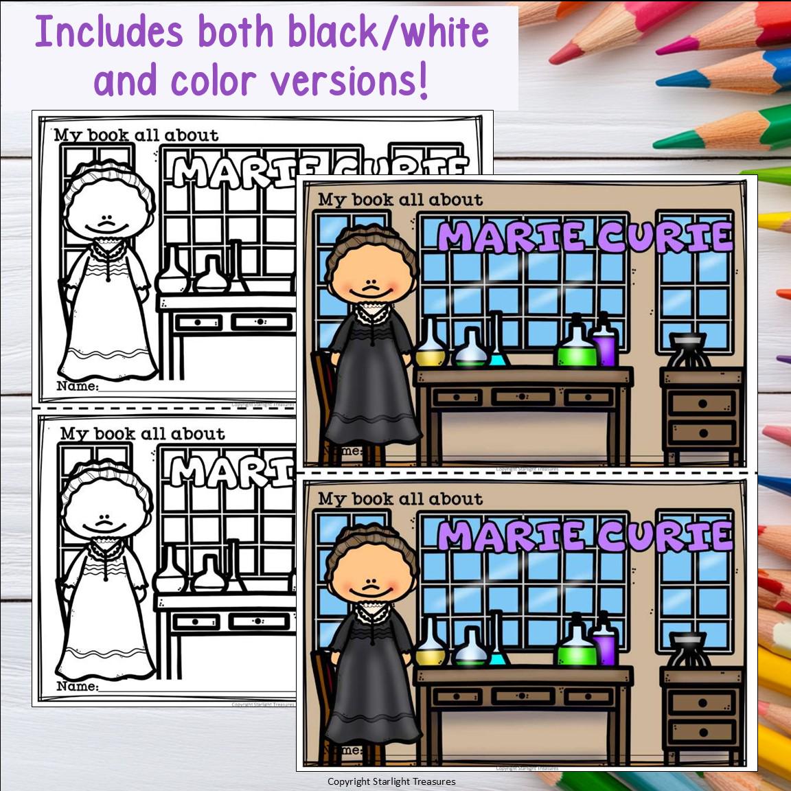 Marie Curie Mini Book for Early Readers: Women's History Month Activity ...