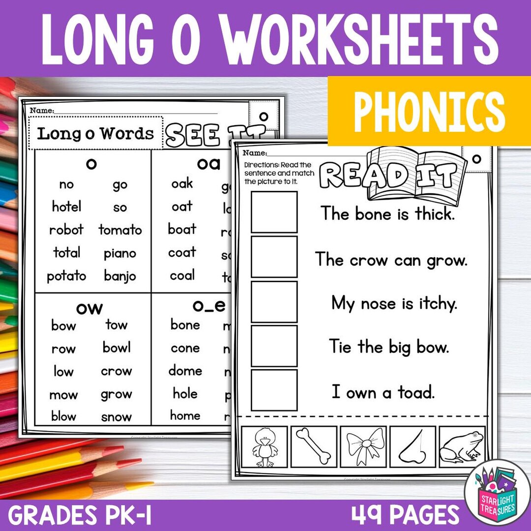 Long O Phonics Worksheets – Early Readers Activities (digital Download ...