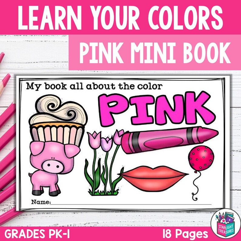 Colors of the Week: Pink Mini Book for Early Readers - Etsy