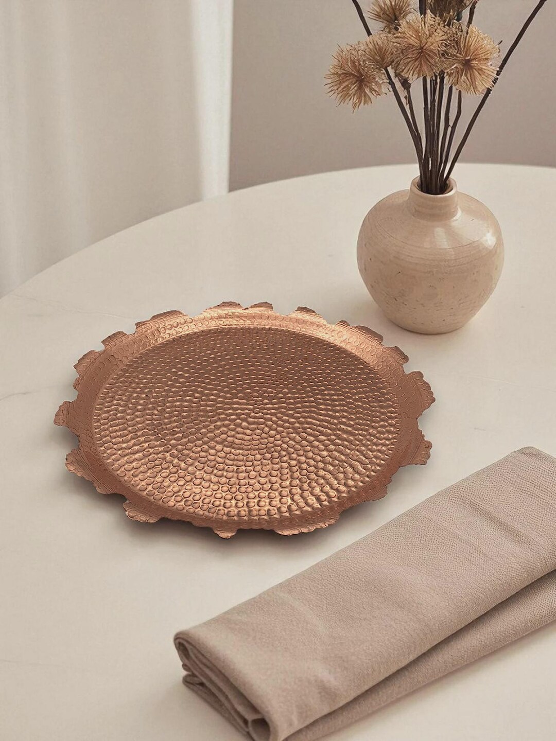 Maison Zoe Copper Plate Round - All-purpose Plate Made of Red Copper ...