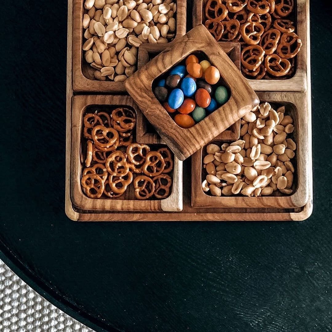 Maison Zoe Sheesham Wood Snack Plate Rectangular Snack Bowl Noble and ...
