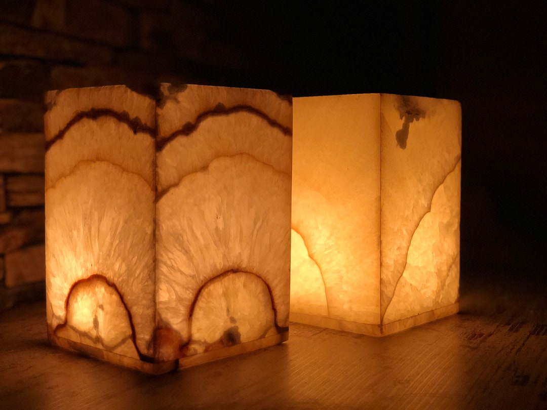 Maison Zoe Alabaster Candle Holder Set of 2 Tea Light Holder Made of ...