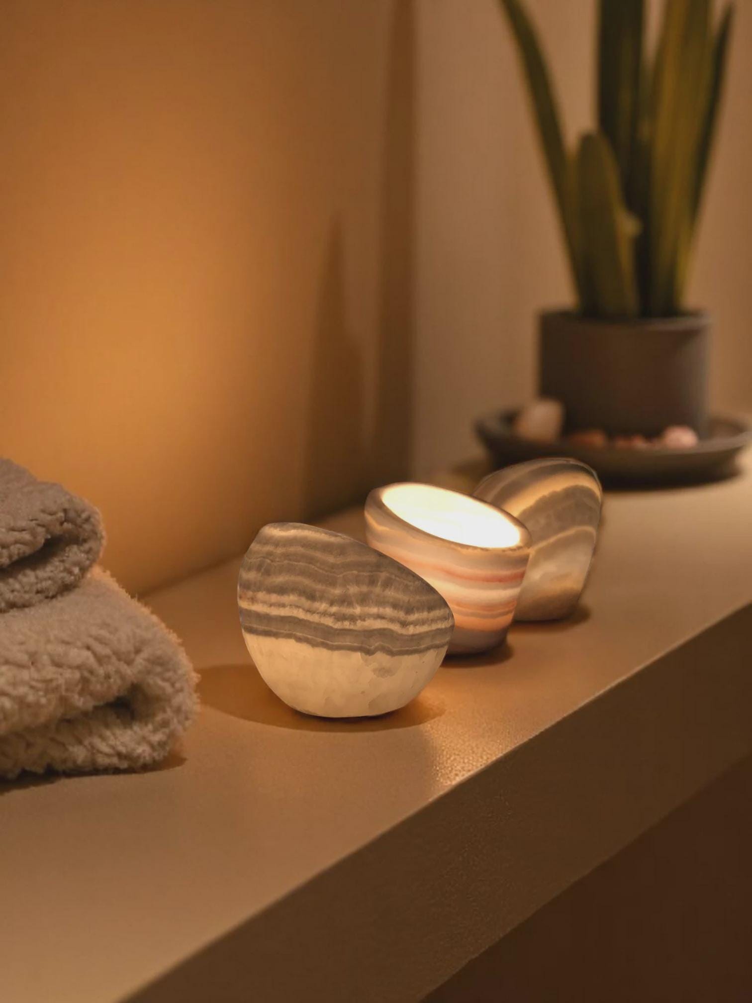 Alabaster Candle Holder - Tealight Holder Made of Alabaster Stone ...