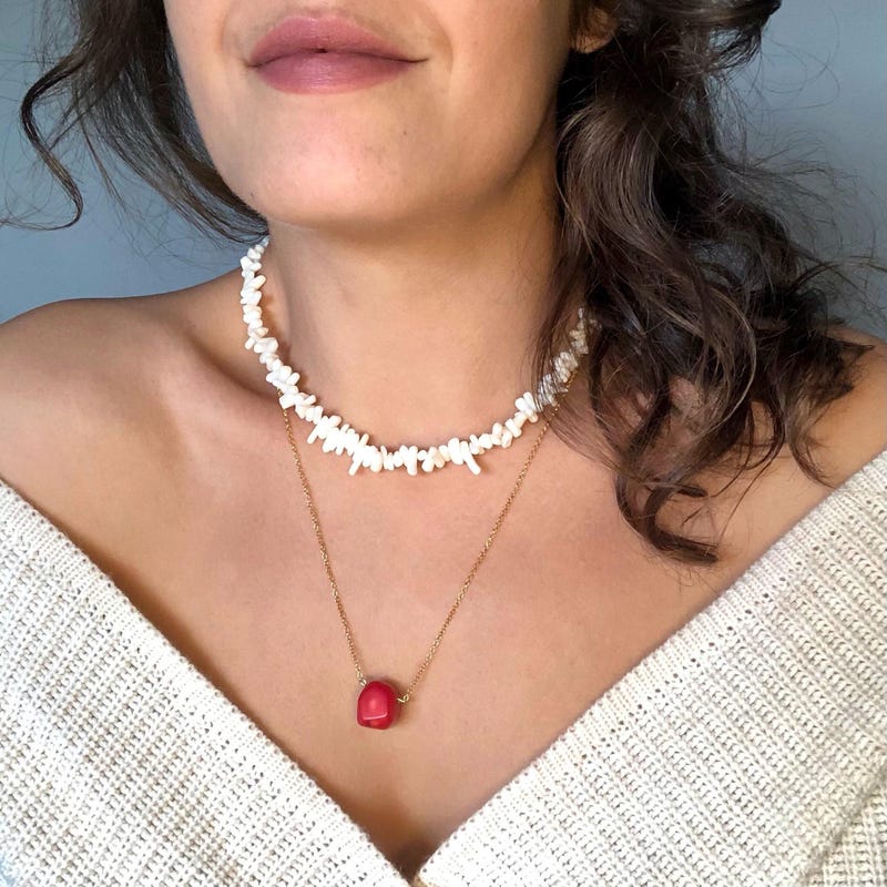 Coral Stone Necklace - Etsy
