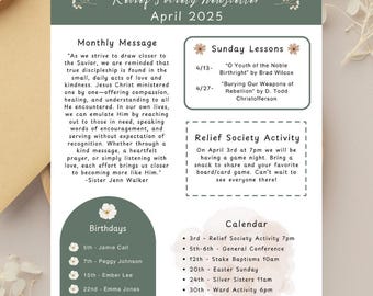 Editable Relief Society Newsletter Template – Floral Minimalist Design ...