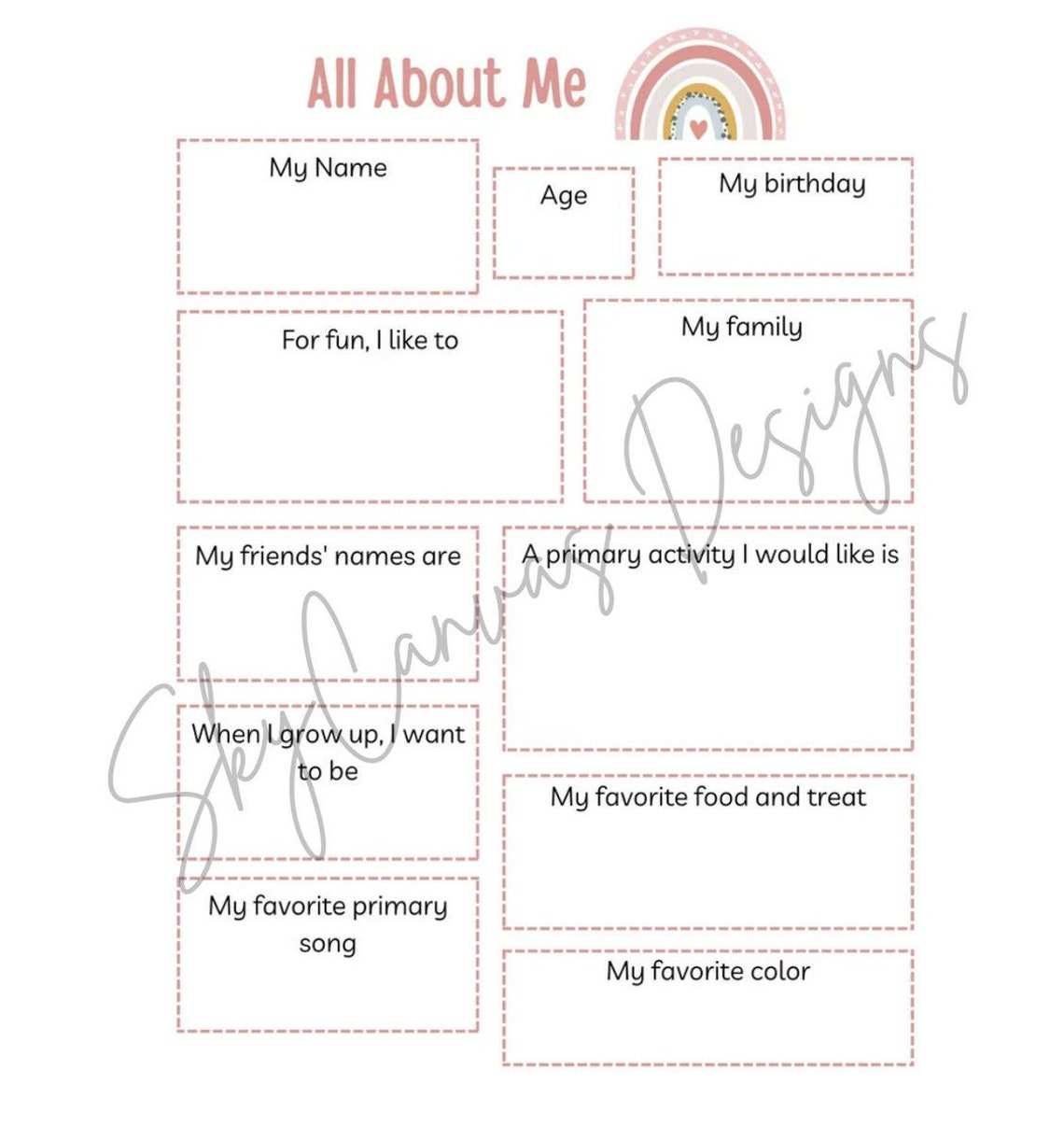 All About Me Printable for Primary Activity Girls, Lds Activity Days ...