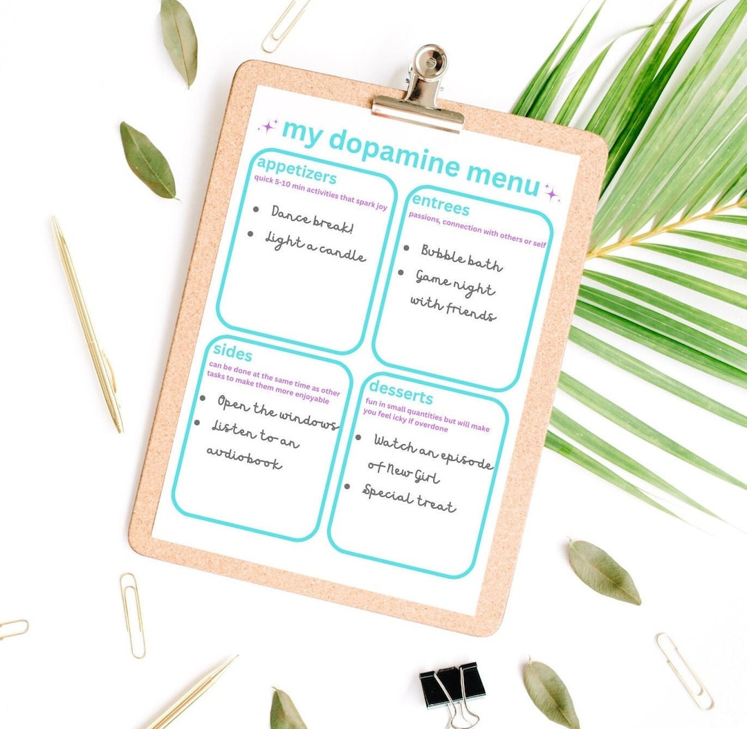 Dopamine Menu Printable | Mental Wellness Planner | Joy and Happiness ...