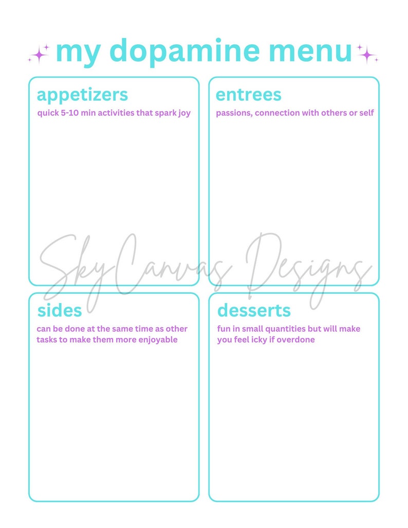 Dopamine Menu Printable | Mental Wellness Planner | Joy and Happiness ...