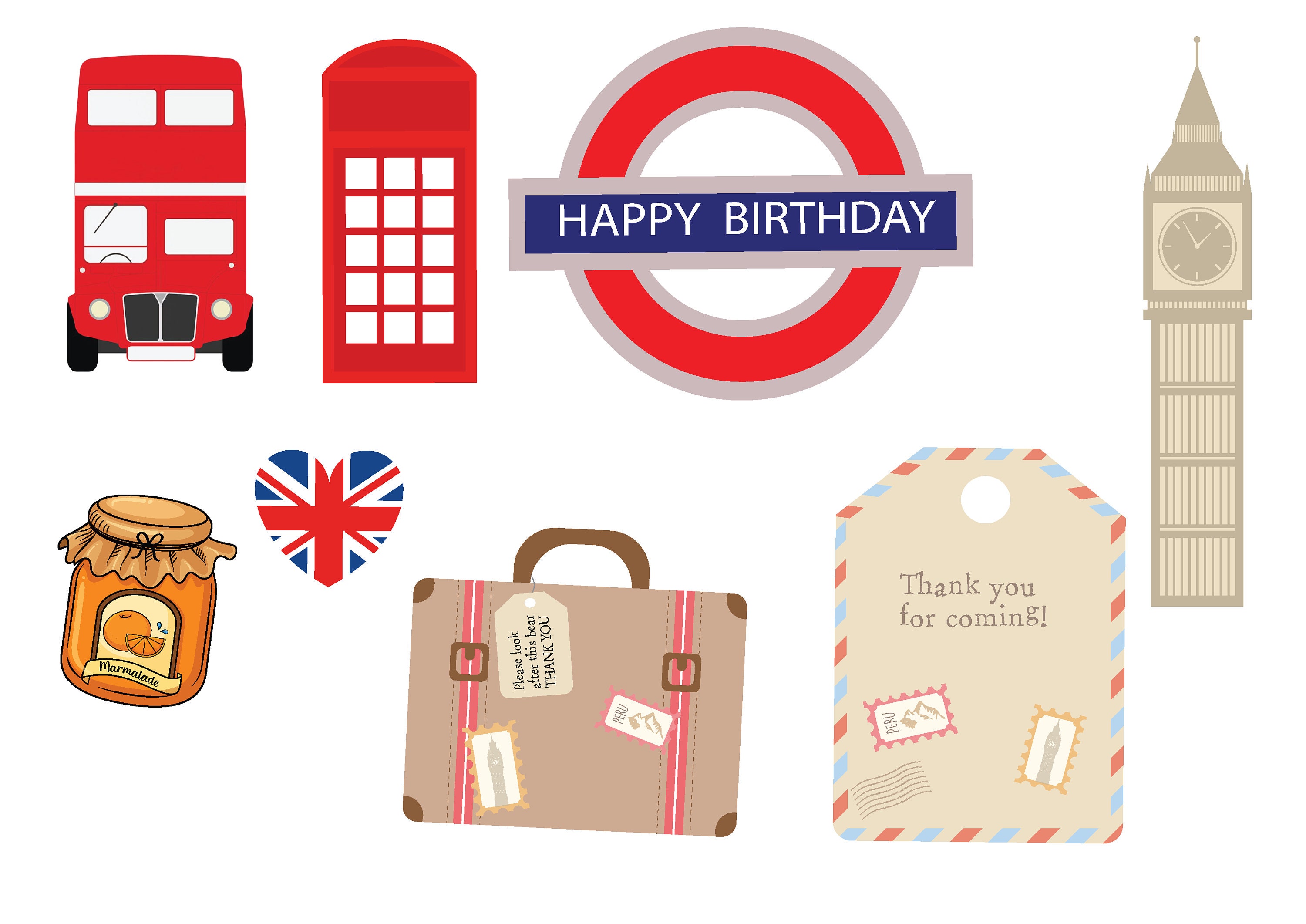 London Icons Clipartbirthday Party Png File Custom Print Your Own Party ...