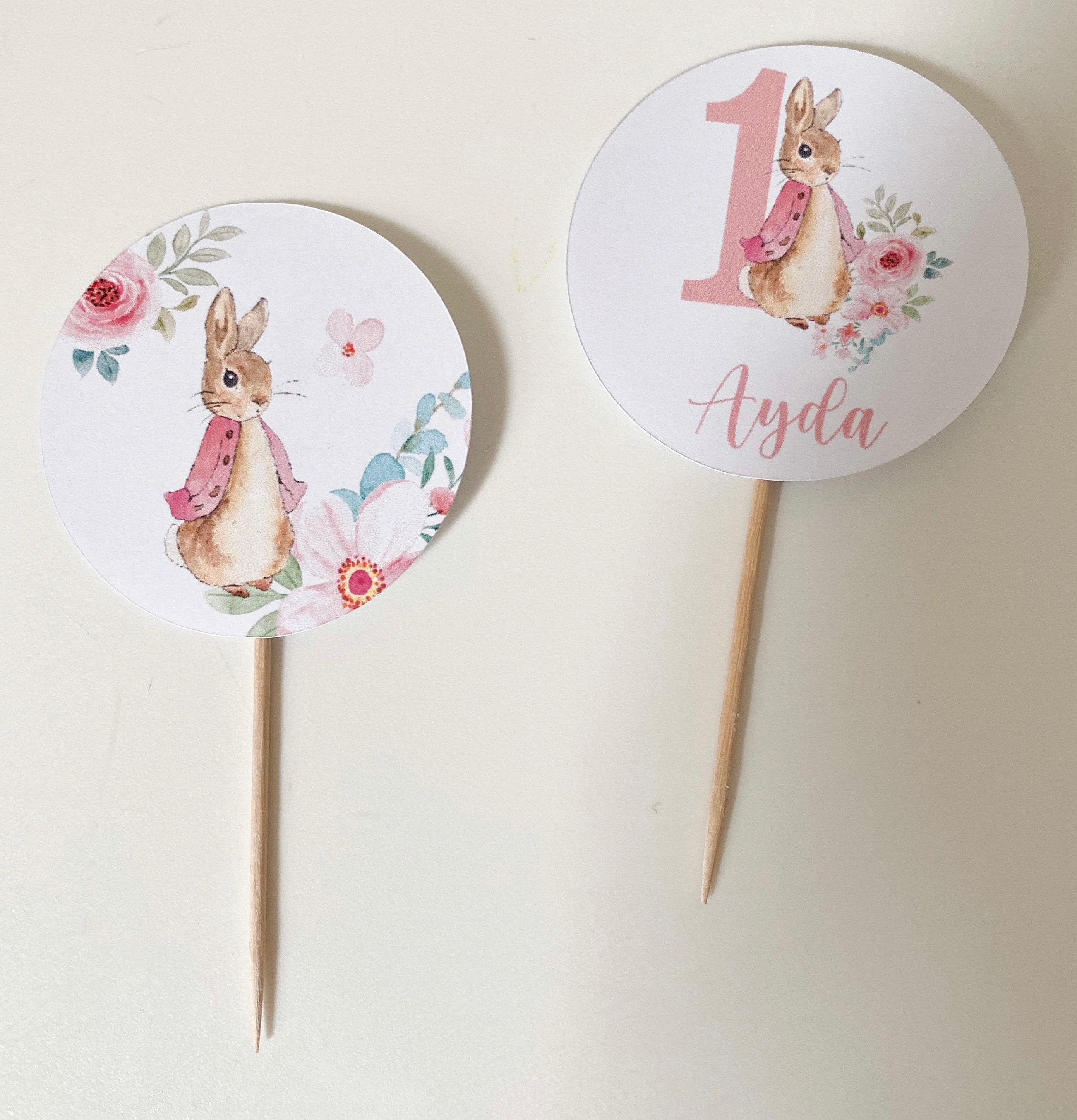 Digital Flopsy Bunny Birthday Cupcakes Topper - Etsy