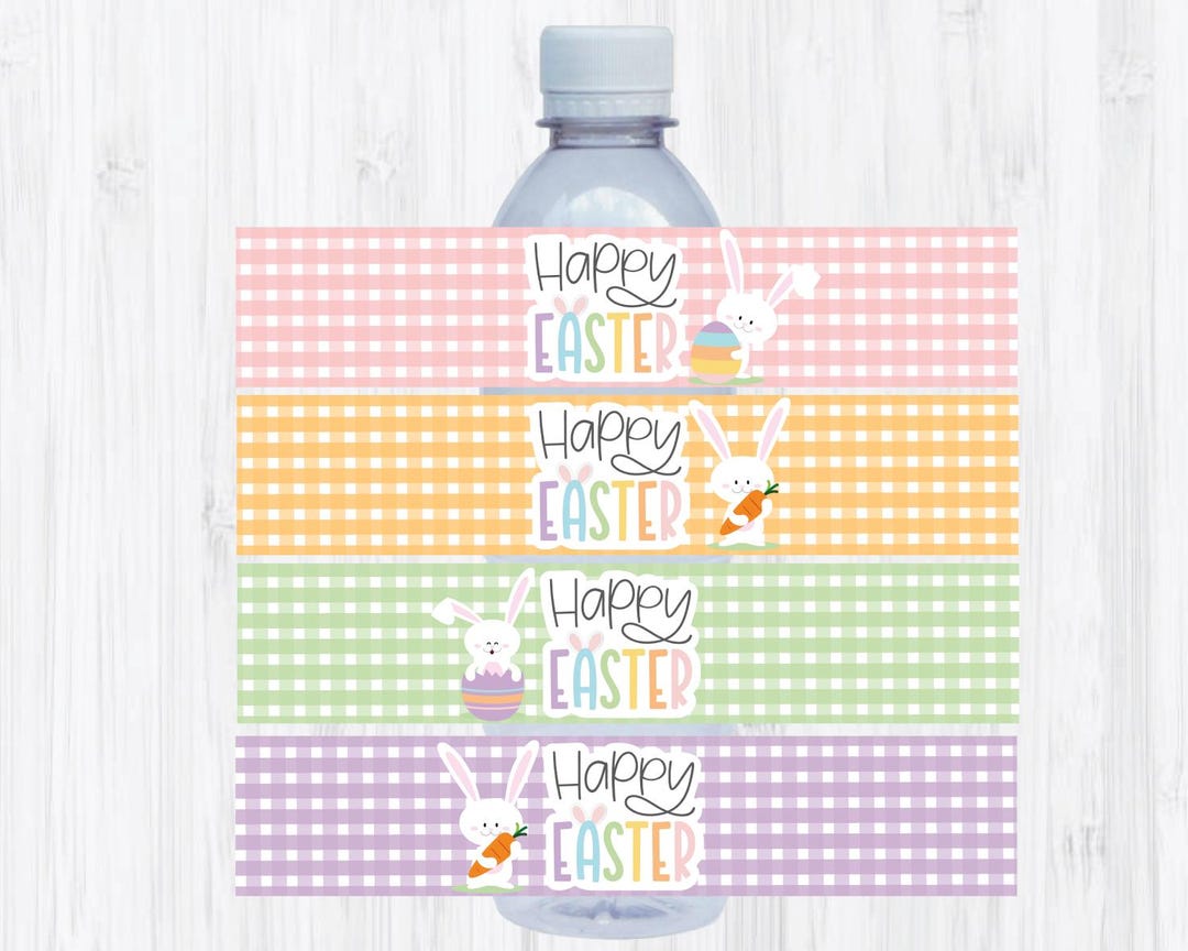 Easter Bunny Water Bottle Label: Spring Party Favor (digital Download ...