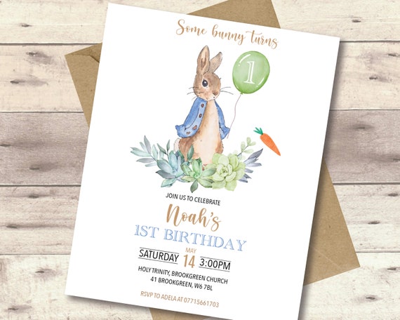 Editable Peter Rabbit Birthday Invitation Peter Rabbit - Etsy