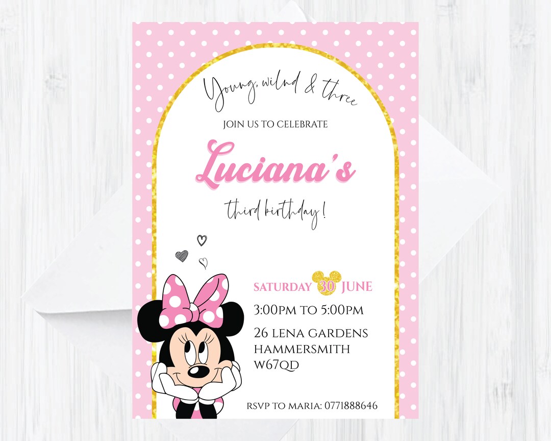 Minnie Mouse Invitation, Minnie Mouse Digital Invite, Minnie Mouse ...