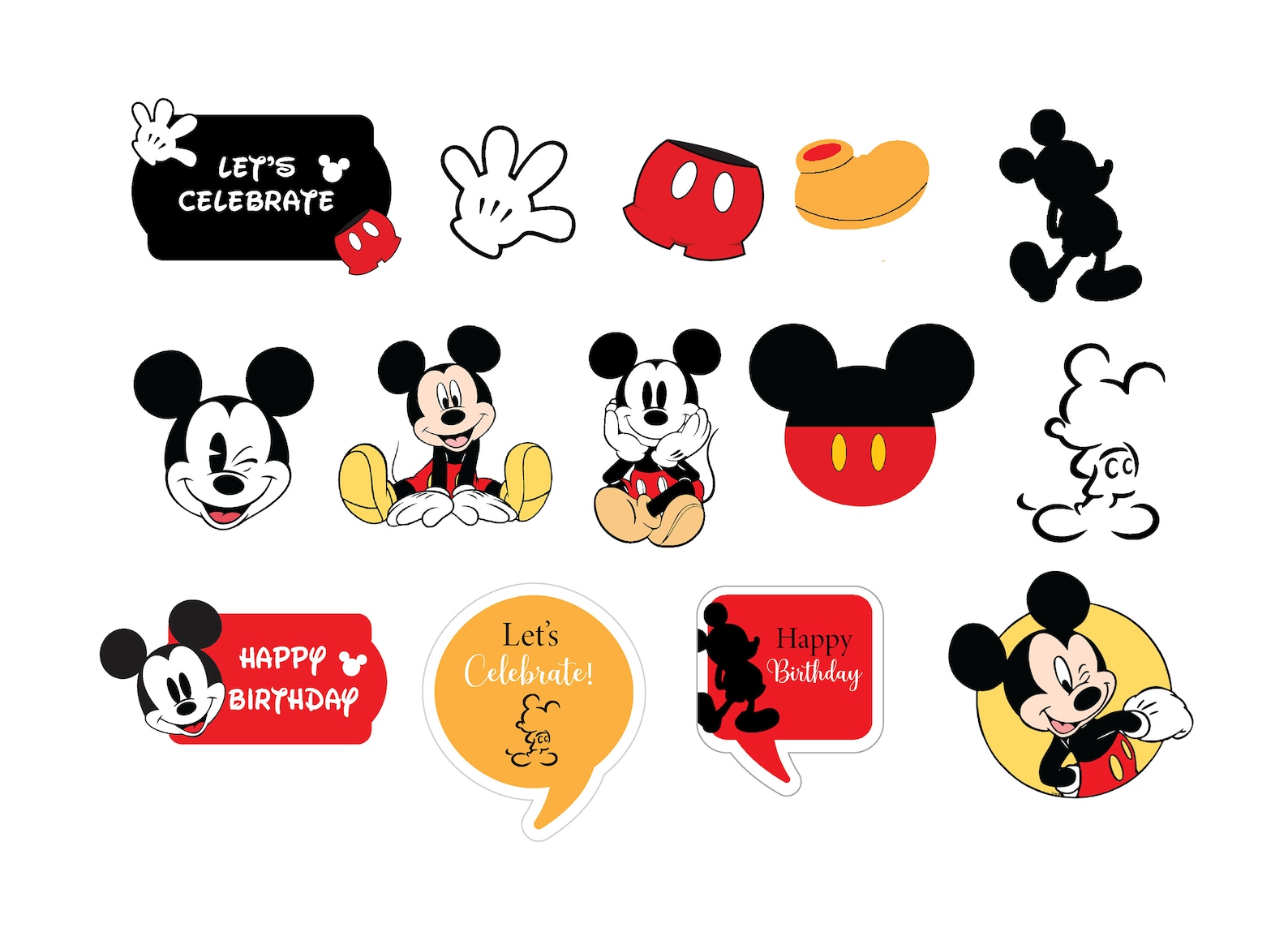 Mickey Mouse Icons Clipartbirthday Party Png File - Custom Print Your ...