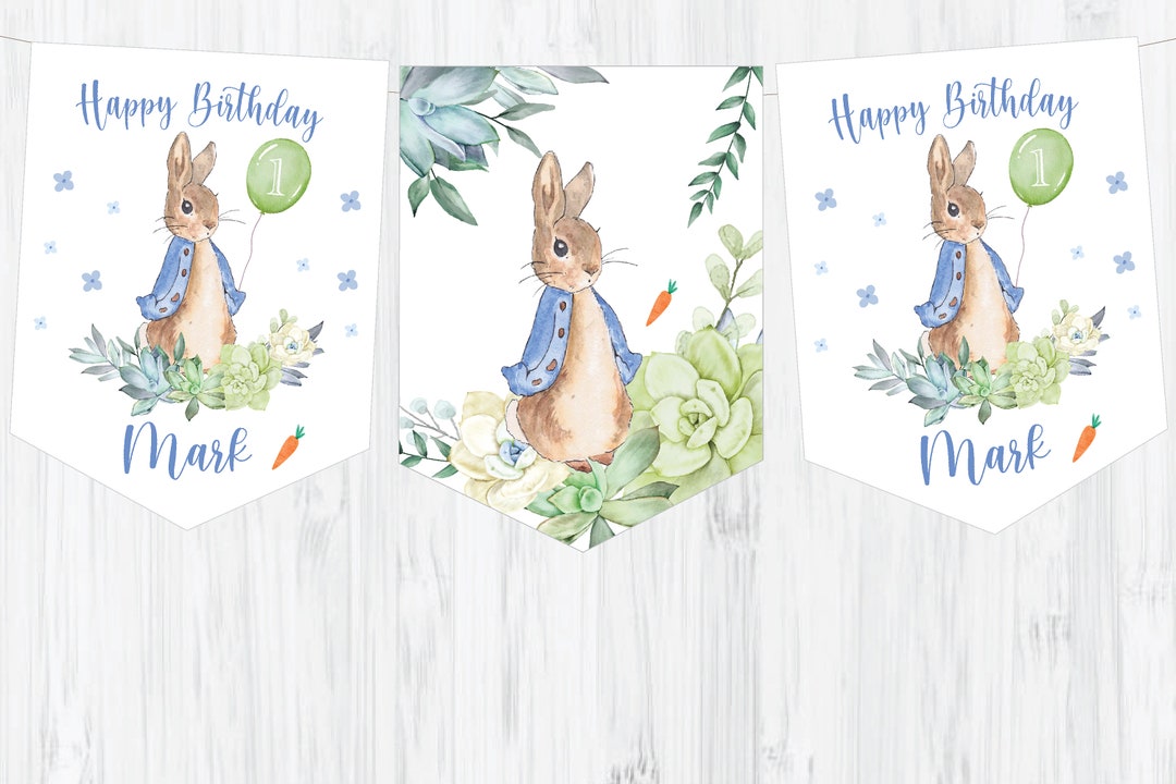 Peter Rabbit Personalised Bunting - 2 Flags Design | Peter Rabbit ...