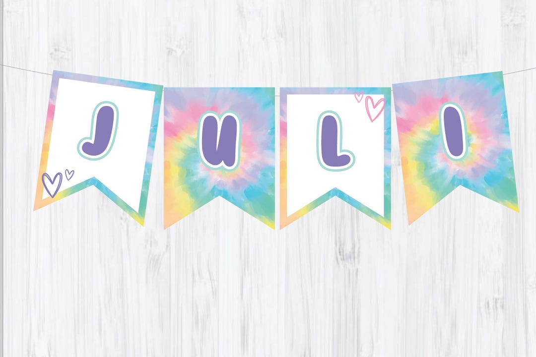 TIE DYE Banner, Tie Dye Birthday Bunting, Tie Dye Happy Birthday Banner ...
