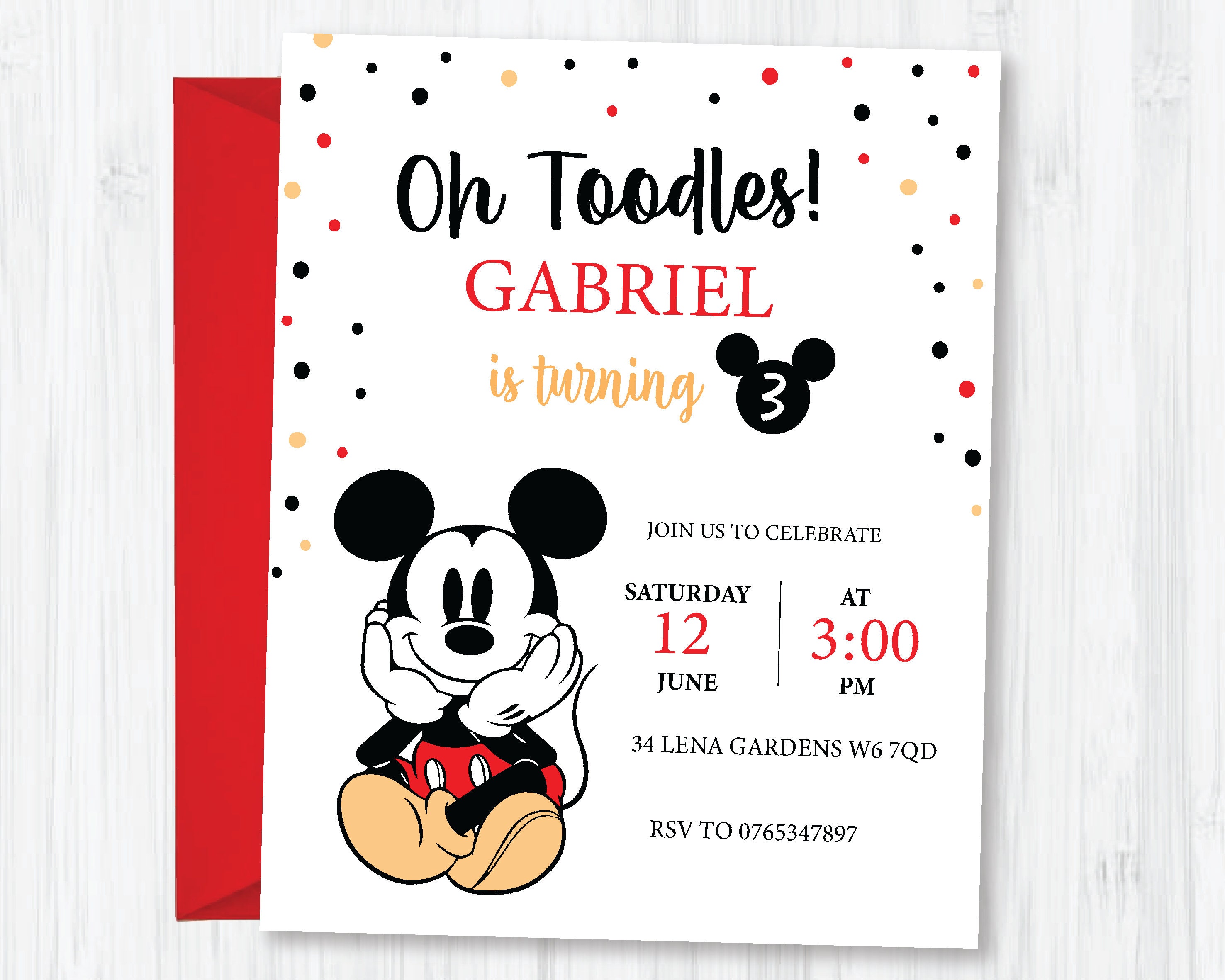 Mickey Mouse Birthday Invitation - Etsy