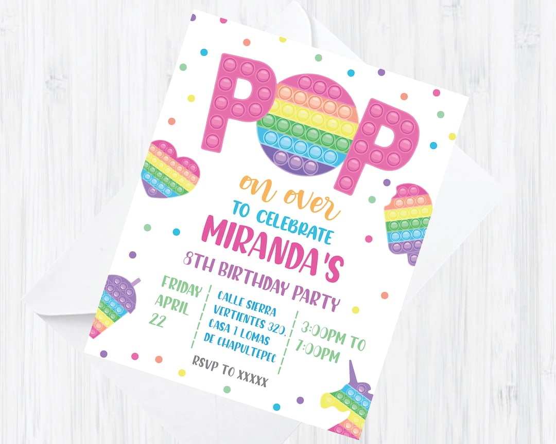 Editable Pop It Birthday Invitation - Etsy