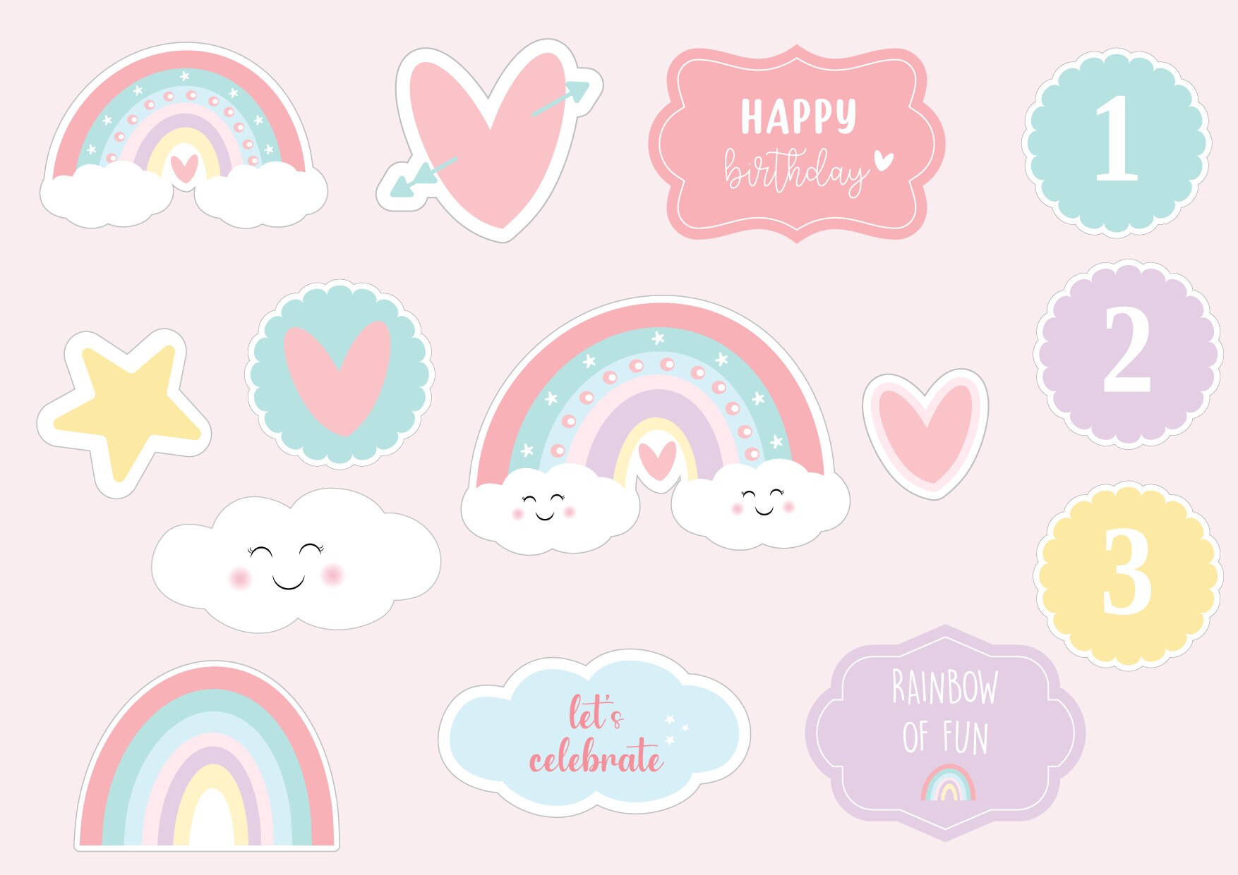 Rainbow Birthday Clipart Png File Pastel Rainbow Cute Rainbow Birthday ...