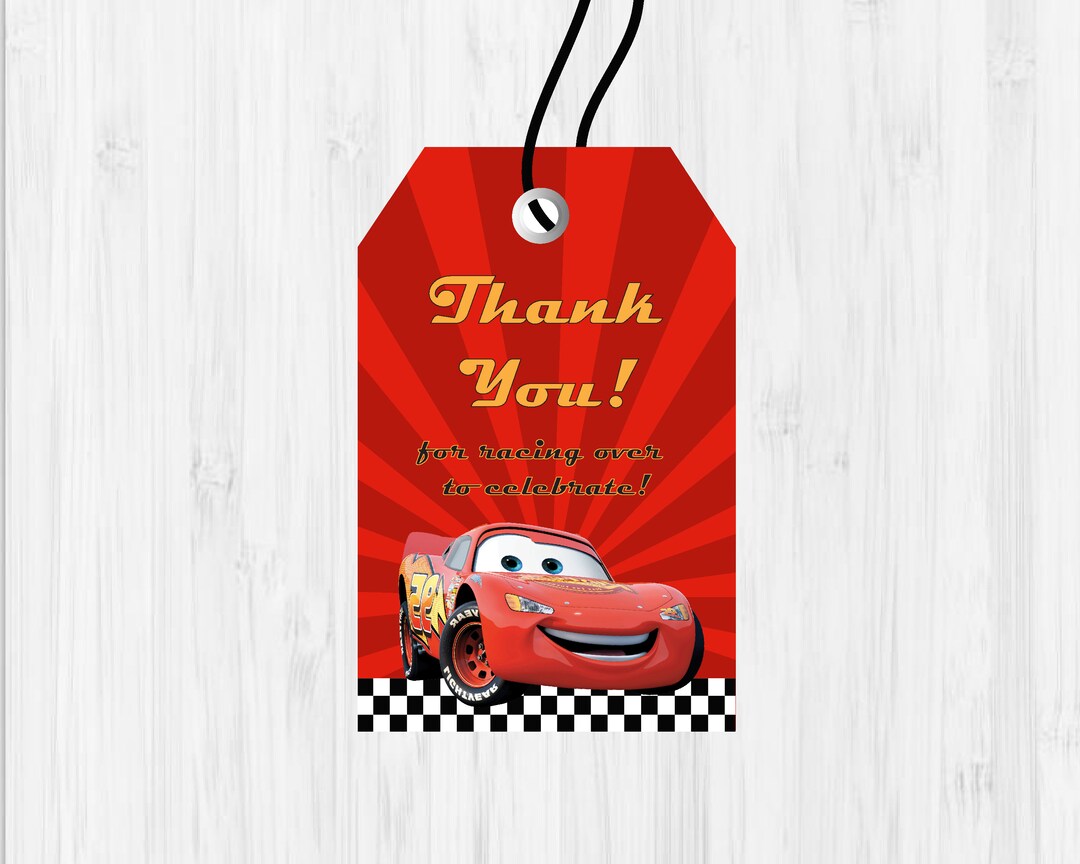 Cars Lighting Mc Queen Thank You Tag - Cars Favor Birthday Celebration ...