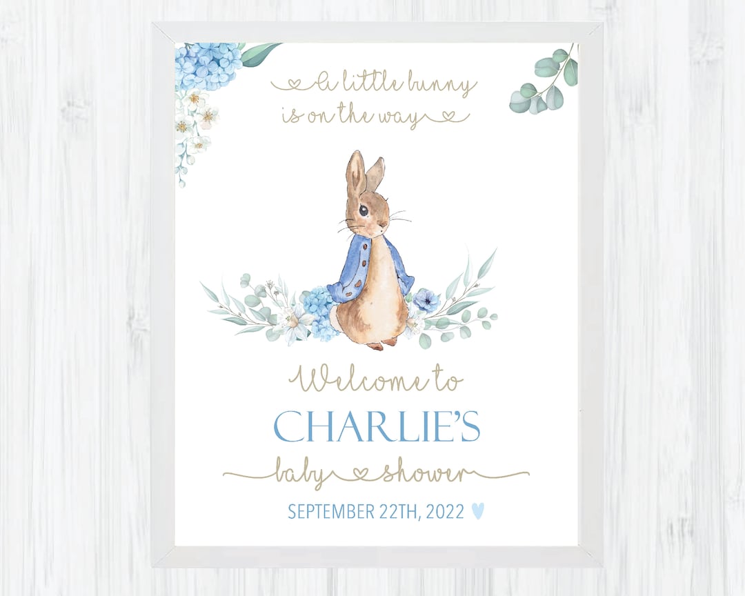 Peter Rabbit Baby Shower Welcome Sign- Editable Baby Shower Sign -peter ...