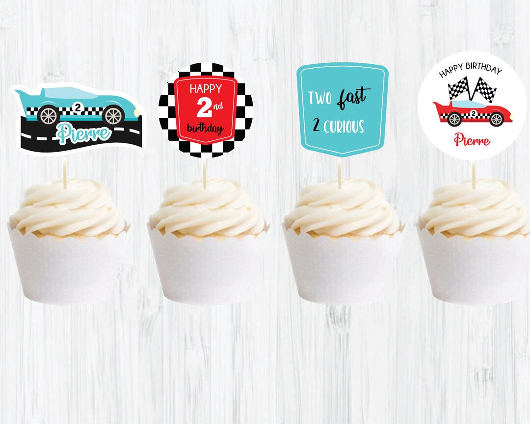 Racing Car Birthday Cupcake Toppers: Formula 1, Two Fast (digital ...