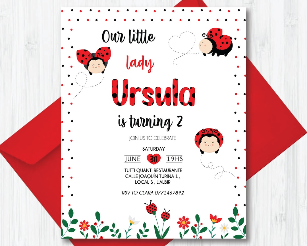 Ladybug Birthday Invitation - Birthday Invitation Printable Invite ...