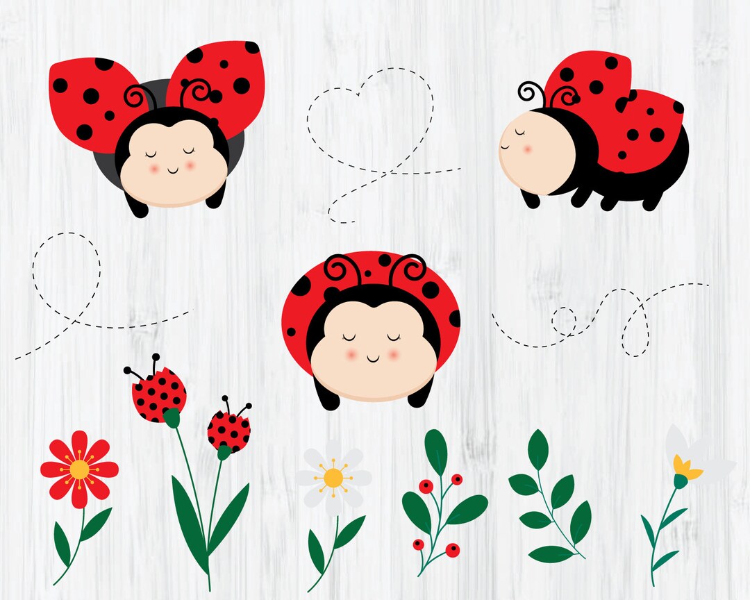 Cute Ladybug Clipart - Ladybug Bundle SVG Files - Etsy