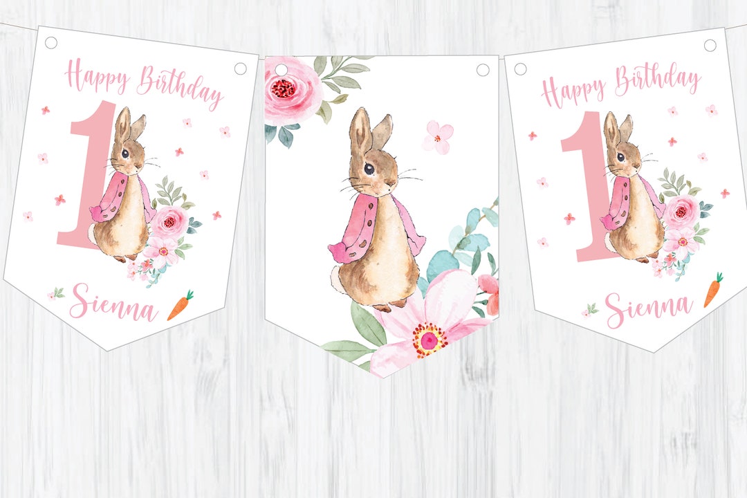 Digital Flopsy Rabbit Personalised Bunting - 2 Flags Design | Flopsy ...