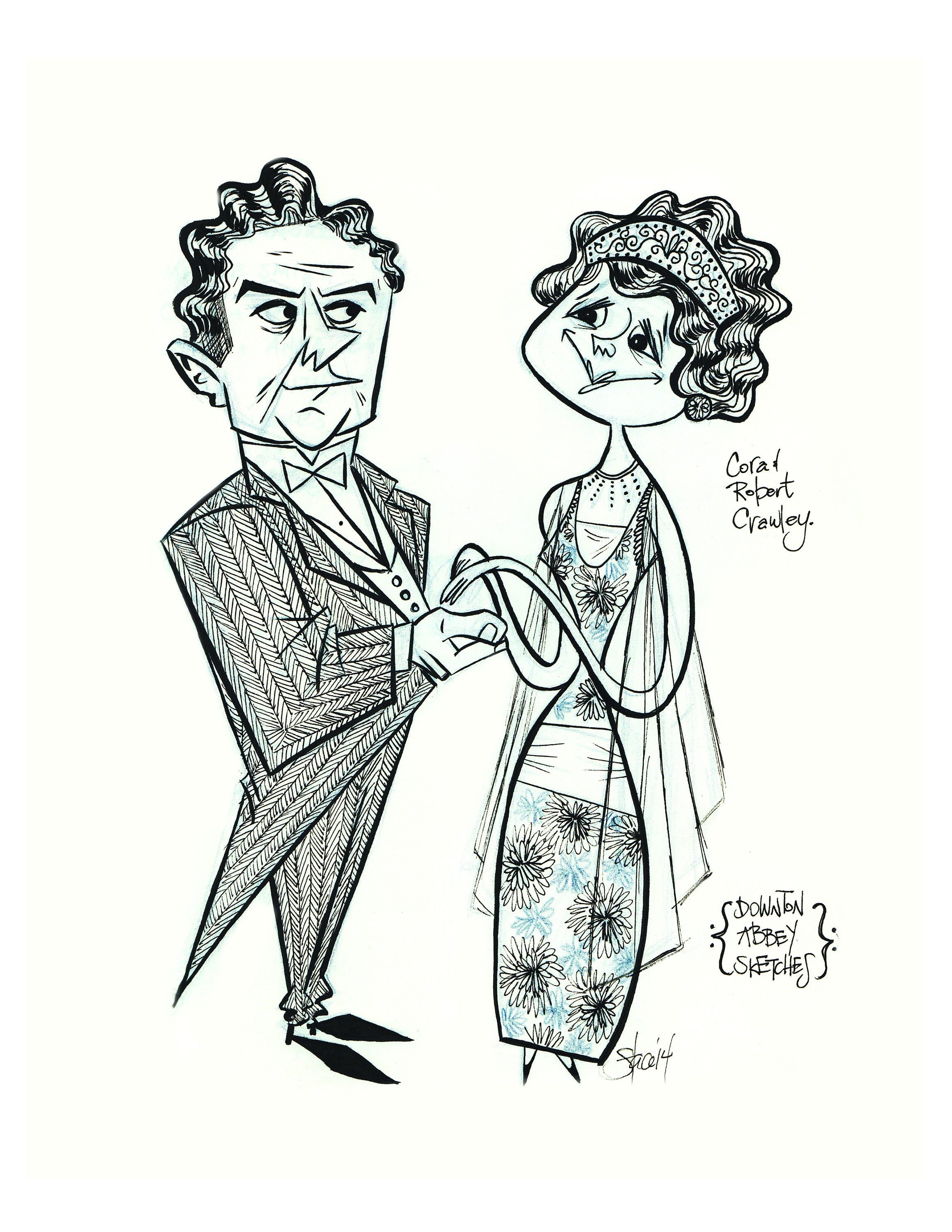 Illustration von Robert & Cora Crawley aus "Downton Abbey" - Etsy.de