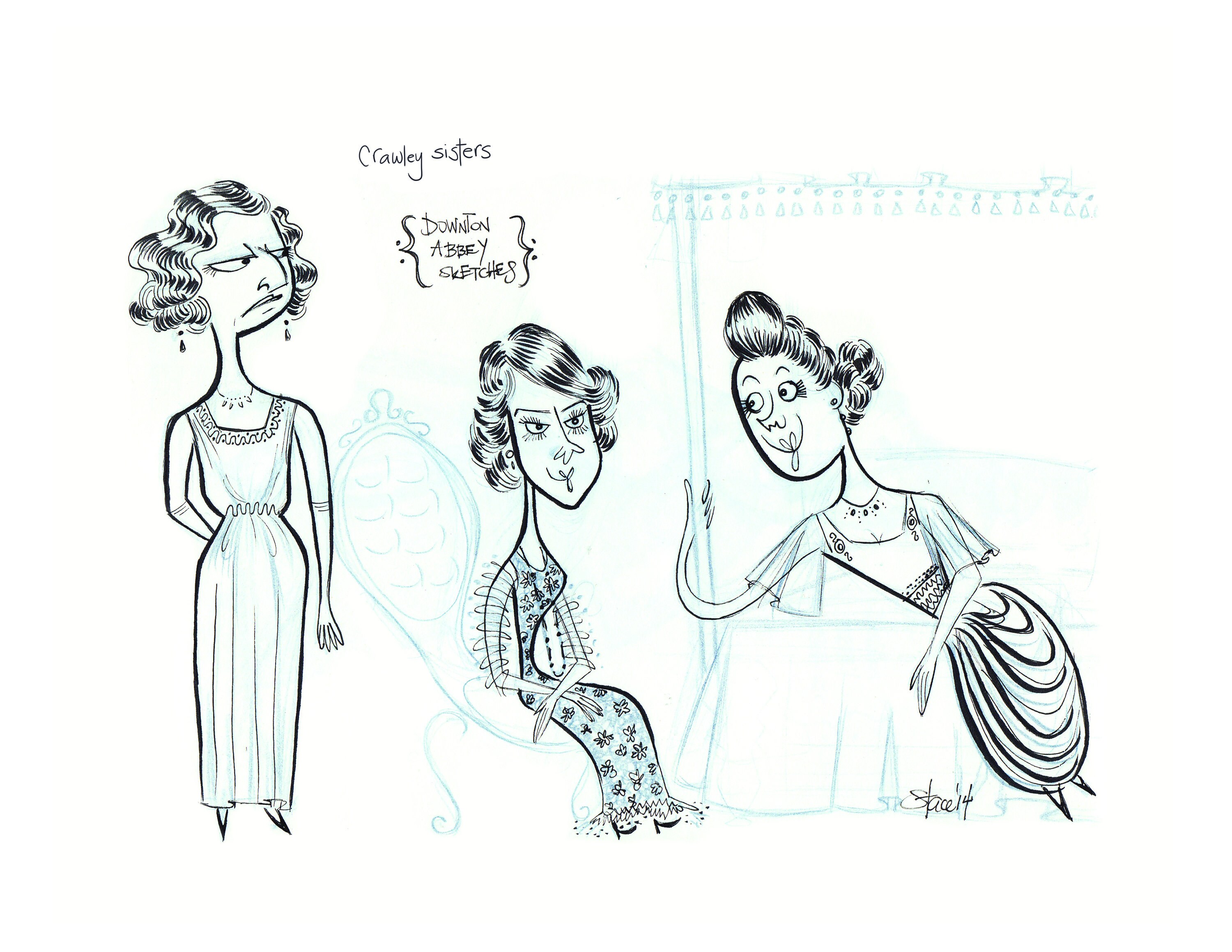 Illustration of the Crawley Sisters From "downton Abbey" - Etsy
