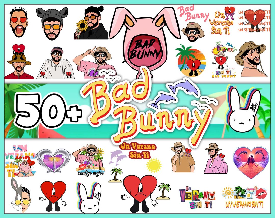 50 Bunny Png Svg Bundle Bad Bunny Png Bunny Svg Un Verano - Etsy Israel