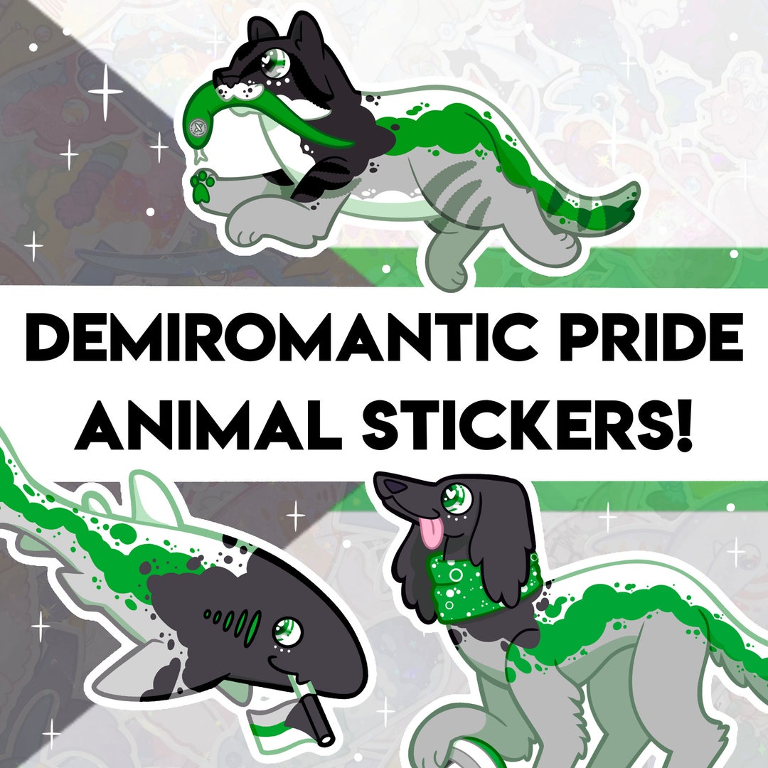 Demiromantic Pride Stickers! - Shark, Dog, Cat Designs - Holographic ...