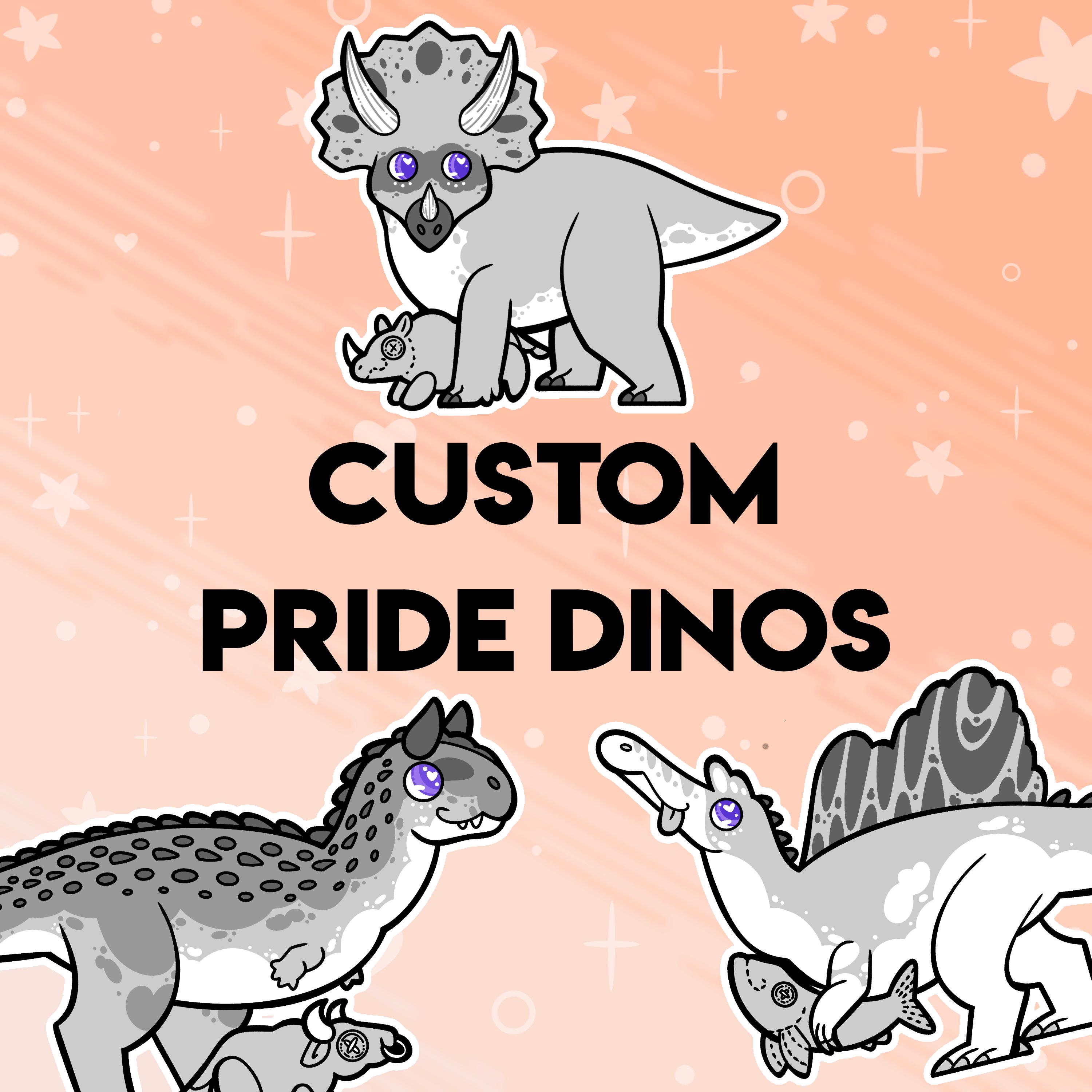 Custom Pride Dinosaurs - Commission Sticker Pride Flag LGBT Lesbian Gay ...