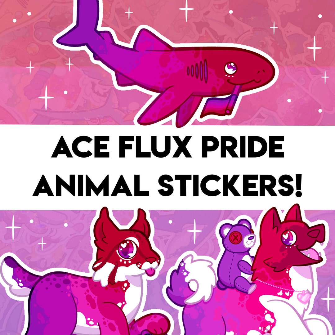 Aceflux Pride Stickers! - Shark, Dog, Cat Designs - Holographic Sticker ...