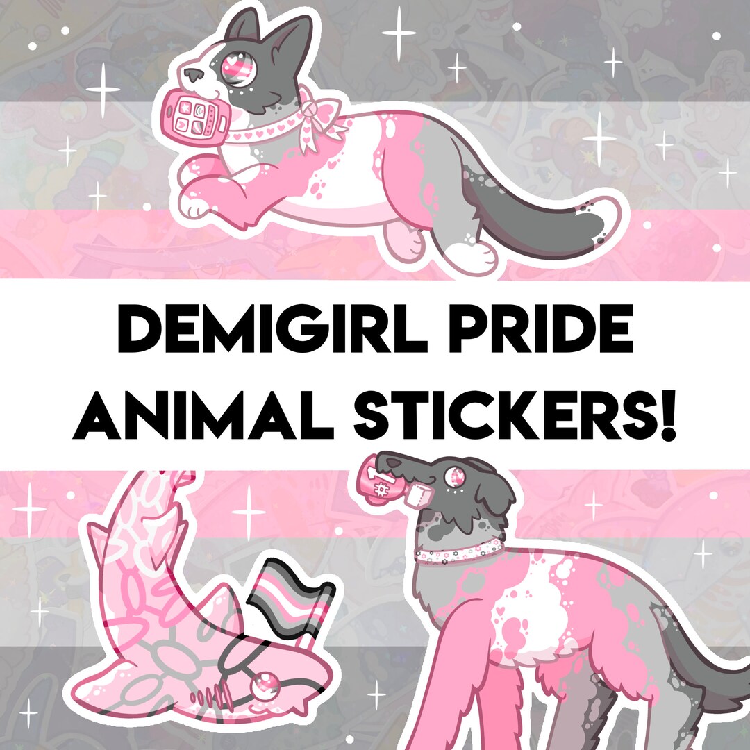 Demigirl Pride Stickers! - Shark, Dog, Cat Designs - Holographic ...