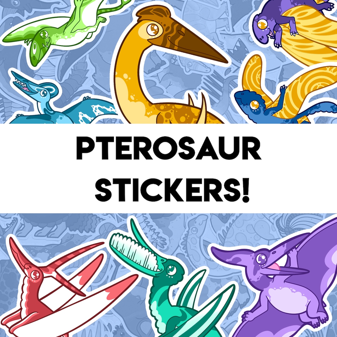 Pterosaurs! - 14 Paleontology Stickers for Water Bottles, Laptops ...