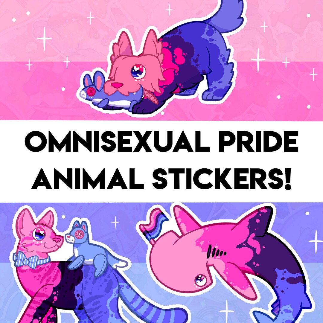 Omnisexual Pride Stickers! - Shark, Dog, Cat Designs - Holographic ...
