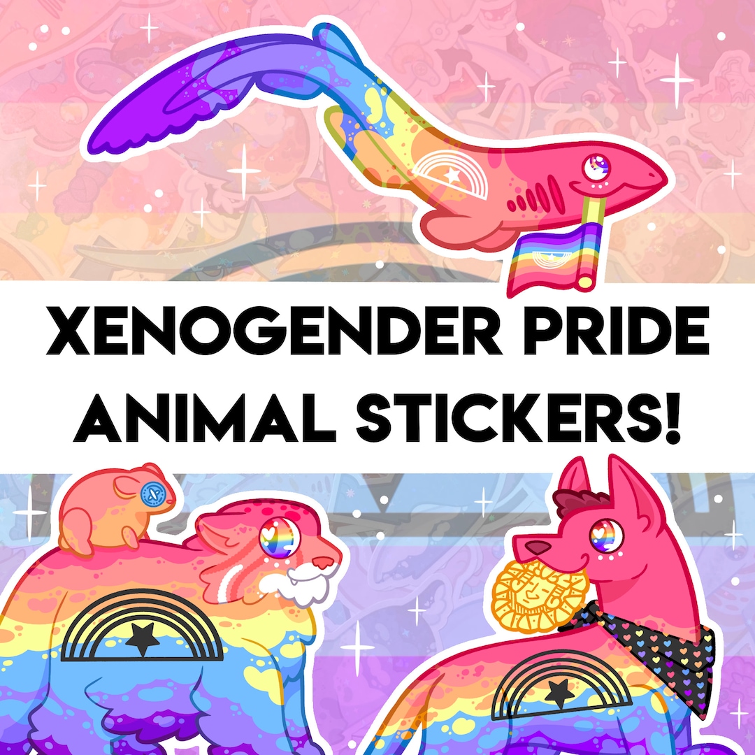 Xenogender Pride Stickers! - Shark, Dog, Cat Designs - Holographic ...