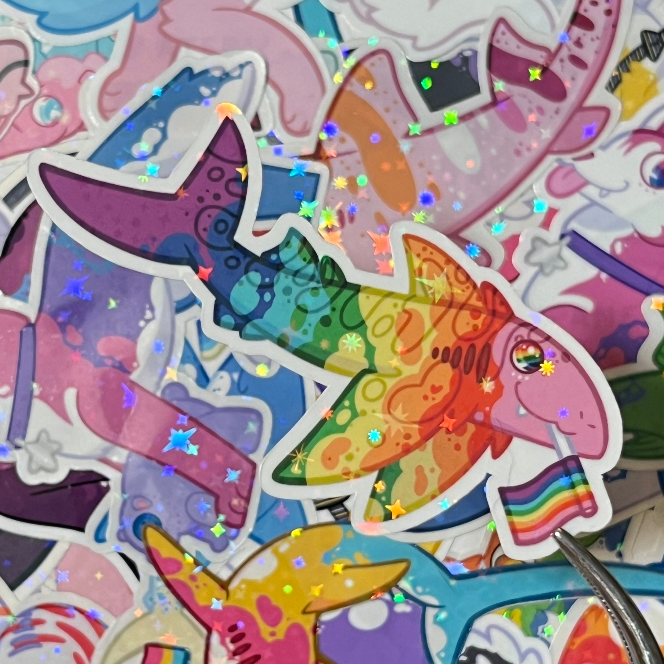Gilbert Baker Pride Stickers! - Shark, Dog, Cat, Dinosaur Designs ...