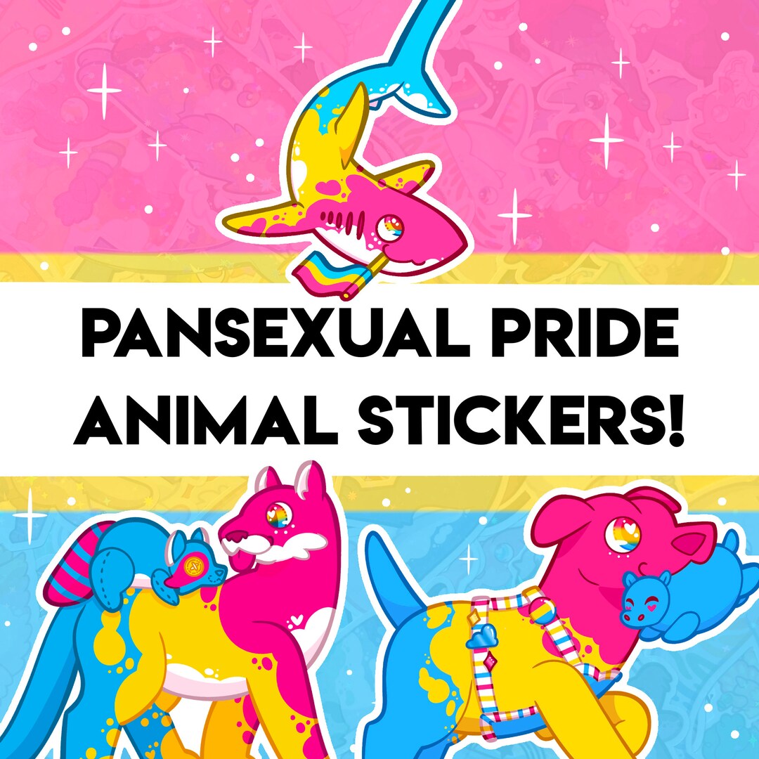 Pansexual Pride Stickers! - Shark, Dog, Cat Designs - Holographic ...