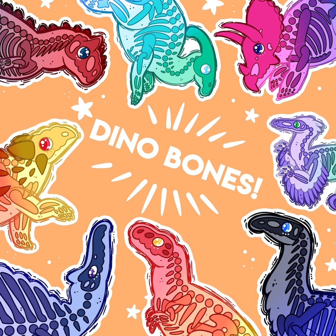 Bare Bones Dinosaur Fossil Stickers - 22 Designs - Stegosaurus ...