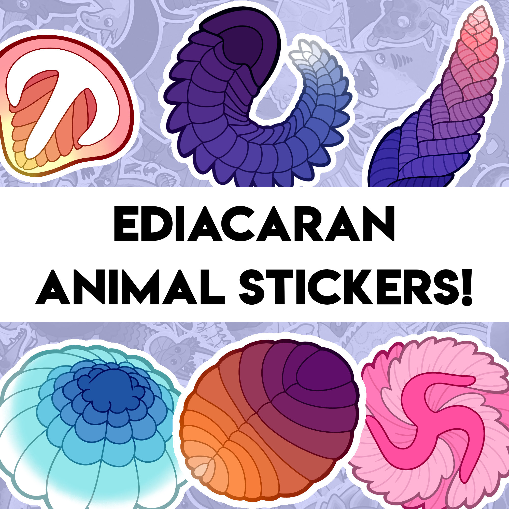 Ediacaran Paleontology Stickers - 9 Designs - Aspidella Mawsonites ...