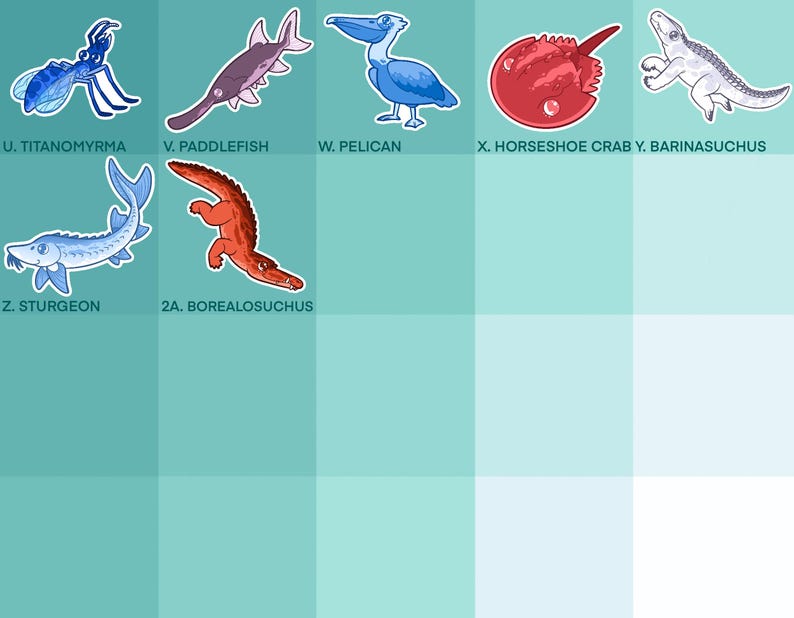 Eocene Paleontology Stickers - 27 Designs - Gastornis Entelodon ...