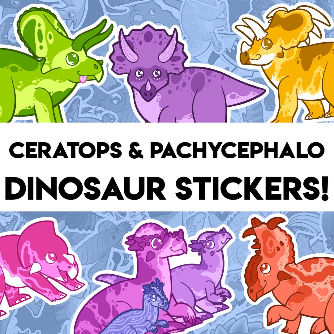 Ceratopsians and Pachycephalosaurs! - 14 Dinosaur Paleontology Stickers ...