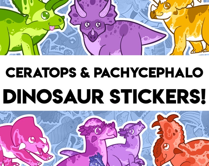 Ceratopsians and Pachycephalosaurs! - 14 Dinosaur Paleontology Stickers ...