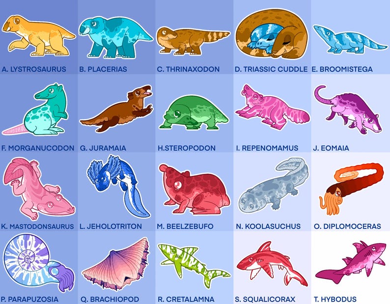 Mesozoic Misc - Sharks Fish Frogs Mammals - 25 Designs - Triassic ...